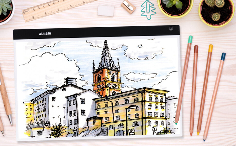 A2 большой ультратонкий светодиодный планшет коробка для рисования панель для копирования плавная регулировка яркости питание от USB для рисования татуировок мультфильмов карандашный рисунок