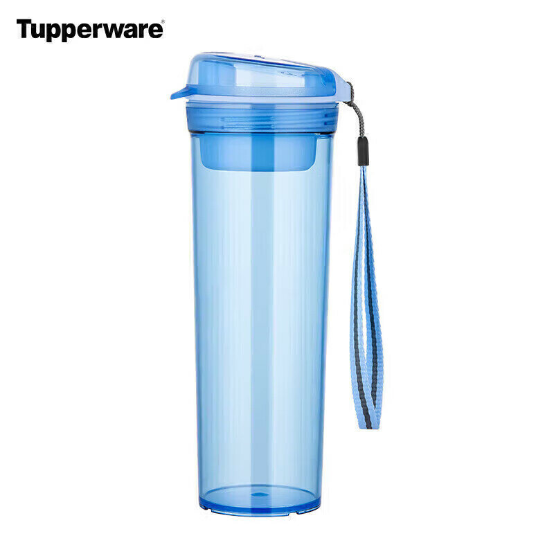 Бутылка Tupperware Crystal MAX, пластик, носик для питья, ситечко, Ice Blue 600ML