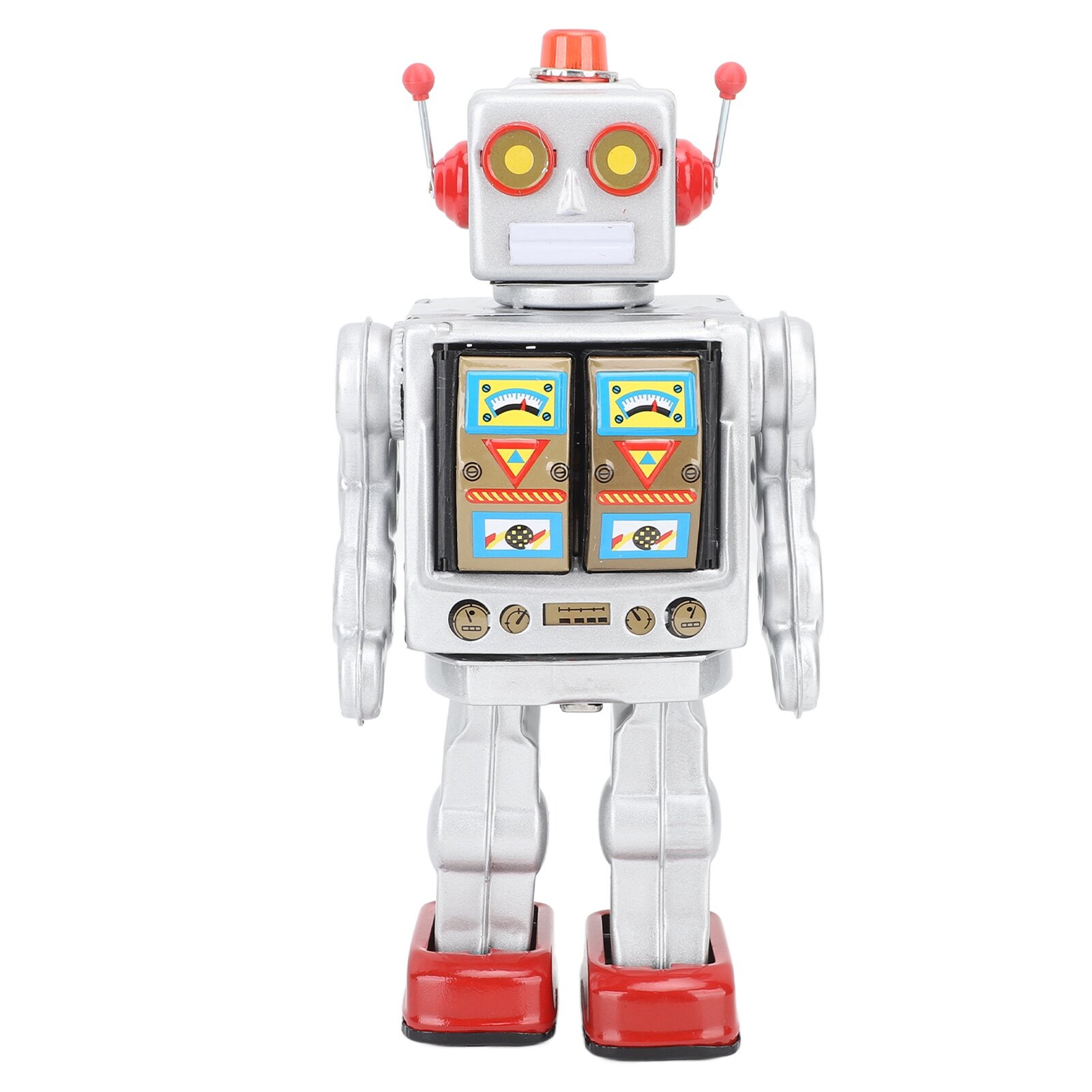 Metal Tin Robot Toy Retro Electric Rotating Figures Model Adult Collection Kids Gift Silver