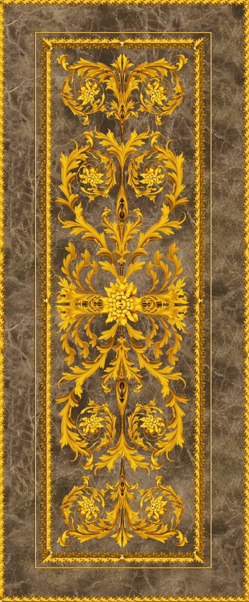 Фотообои Уютная стена "Золотые узоры на мраморном фоне" 110х270 см Виниловые Бесшовные (единым полотном)