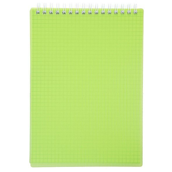 Блокнот А5 80л кл. "LINE NEON" зеленый, пласт. обл, спираль