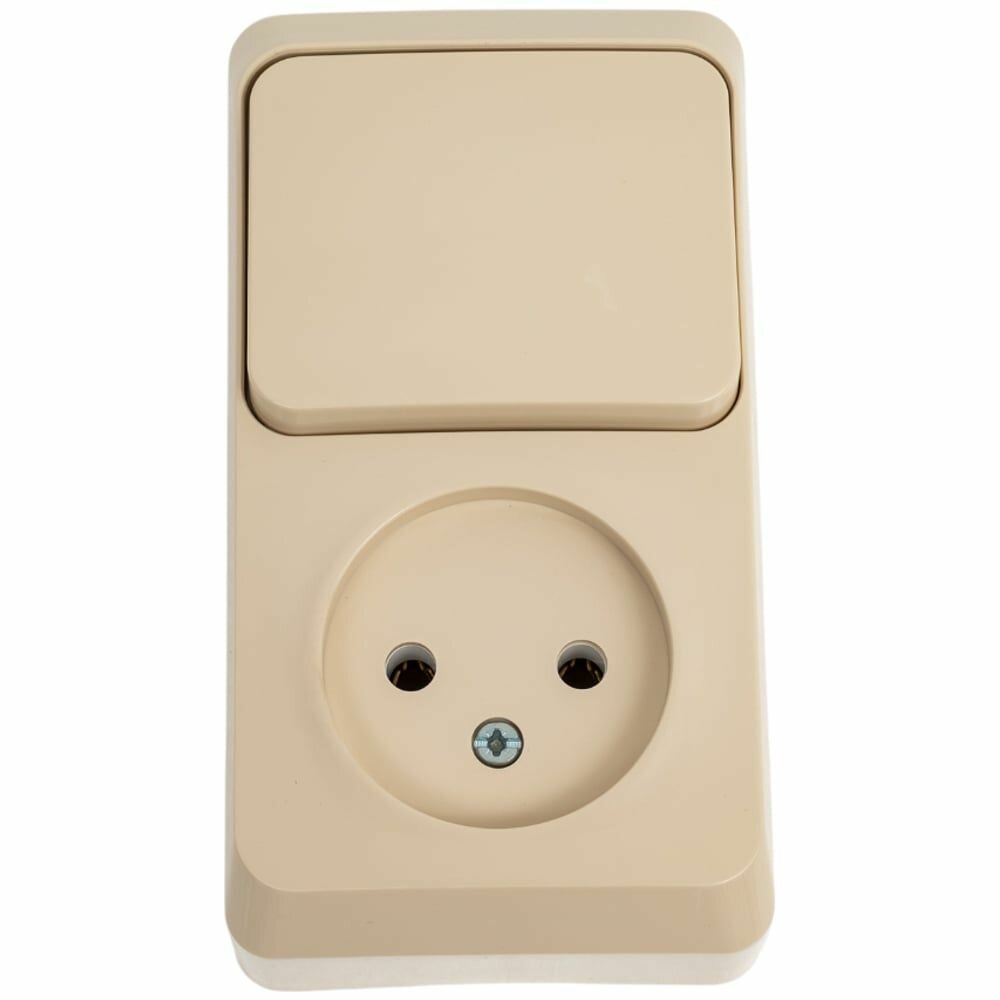 Блок ОП Этюд (1-м розетка без заземл. + 1-кл. выкл.) крем. SE BPA16-204K