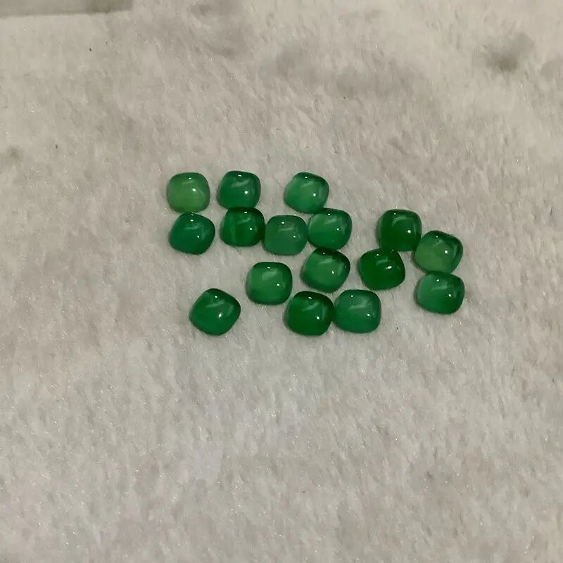 PANGEM-Оптовая продажа, 5 шт./упак, натуральный зеленый сердолик, агатовая бусина, 10 мм, подушка, кабошон, квадратный драгоценный камень, ювелирное кольцо, лицо