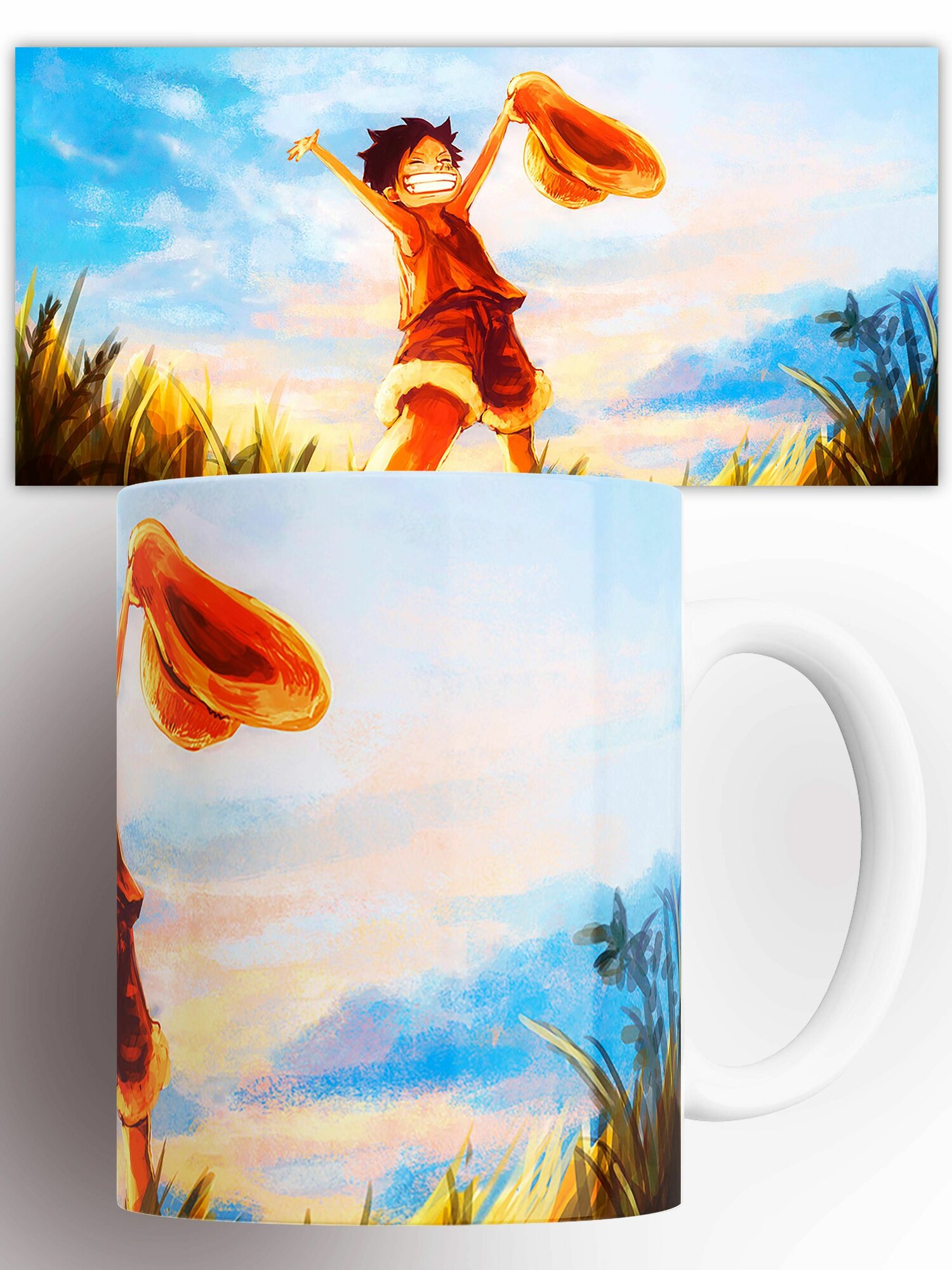 Кружка ВАН ПИС Шанкс Манки Д Луффи с принтом 330 мл