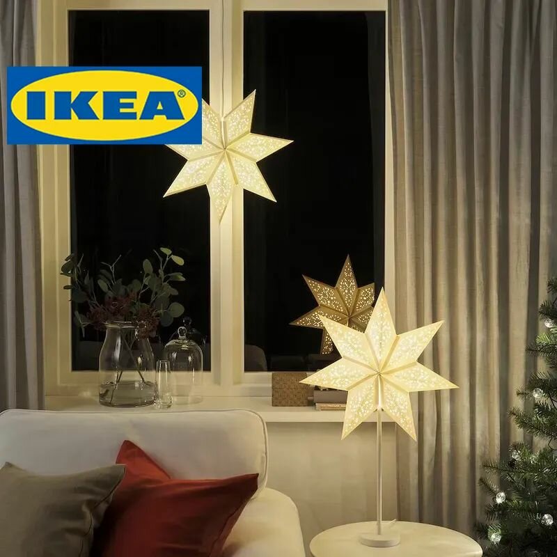 STRALA IKEA, звезда, абажур, белое кружево, 48 см, СТРOЛА ИКЕA