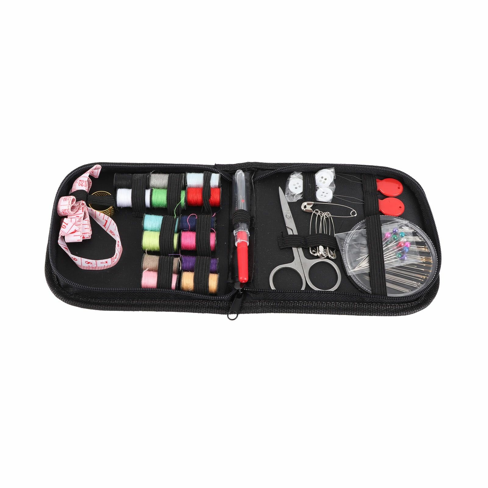 Портативный швейный набор с нитками, лентой, напёрстком, пуговицами и ножницами, швейные принадлежности для самостоятельного шитья с сумкой для хранения для кемпинга и путешествий