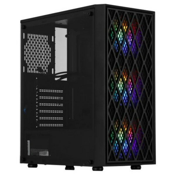 Компьютерный корпус Miditower ExeGate EVO-8243-NPX700 (ATX. БП 700NPX с вент 12 см. 2*USB+1*USB3.0. черный. 3 вент. с RGb подсветкой. боковая панель -