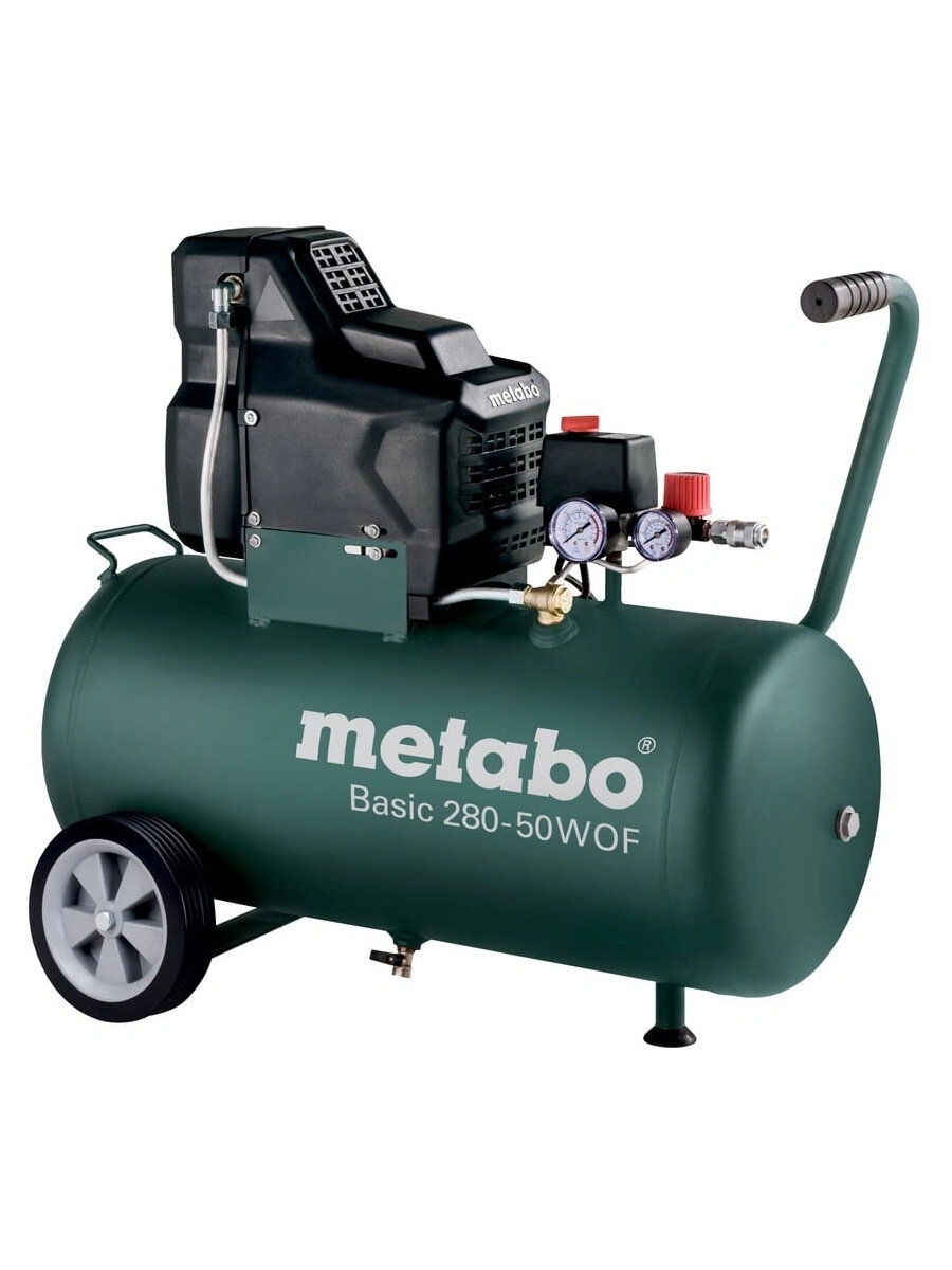 Компрессор Metabo Basic 280-50 W OF безмасляный 130л/мин 50л 1.7Вт зеленый