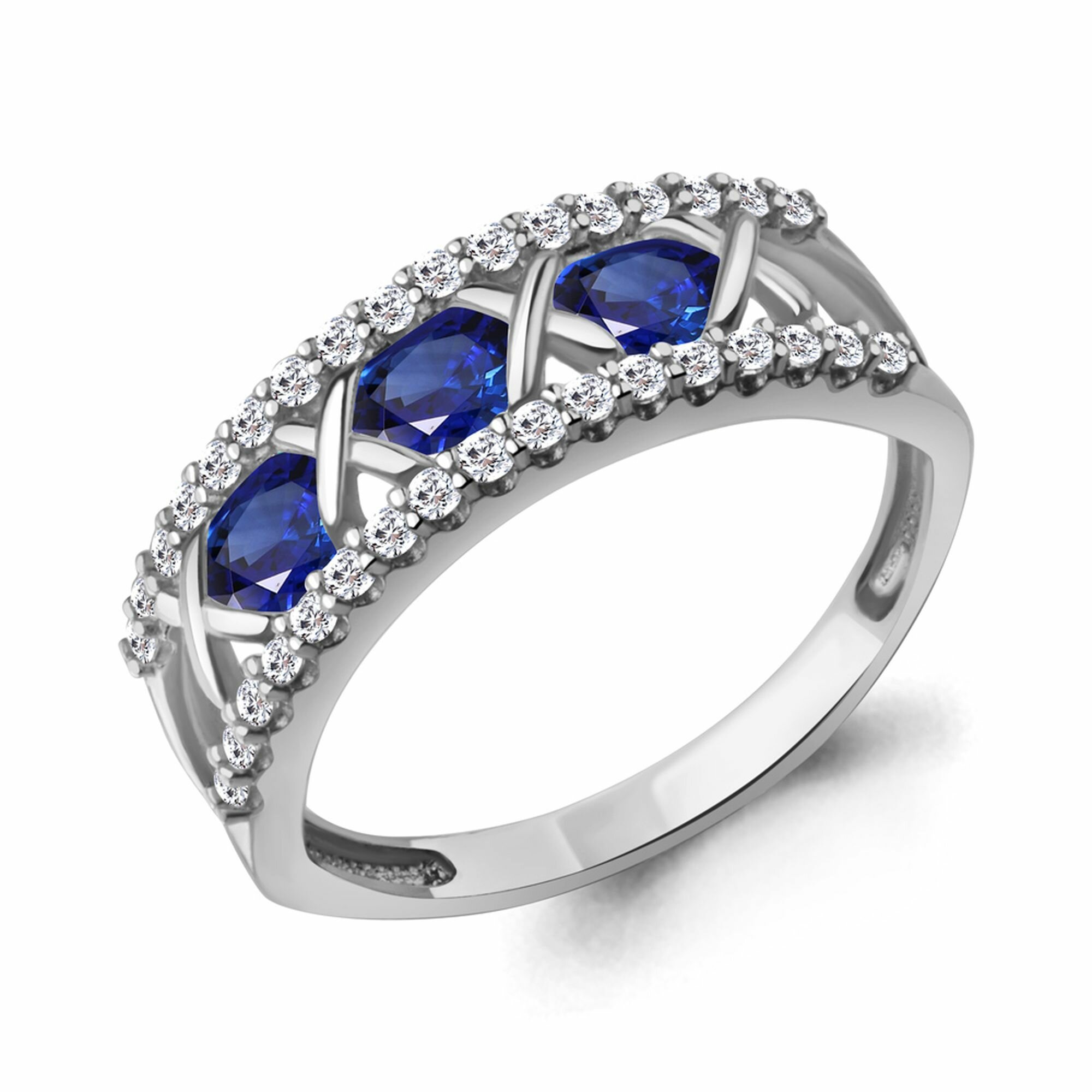 Кольцо, серебро, 925 проба, родирование, фианит