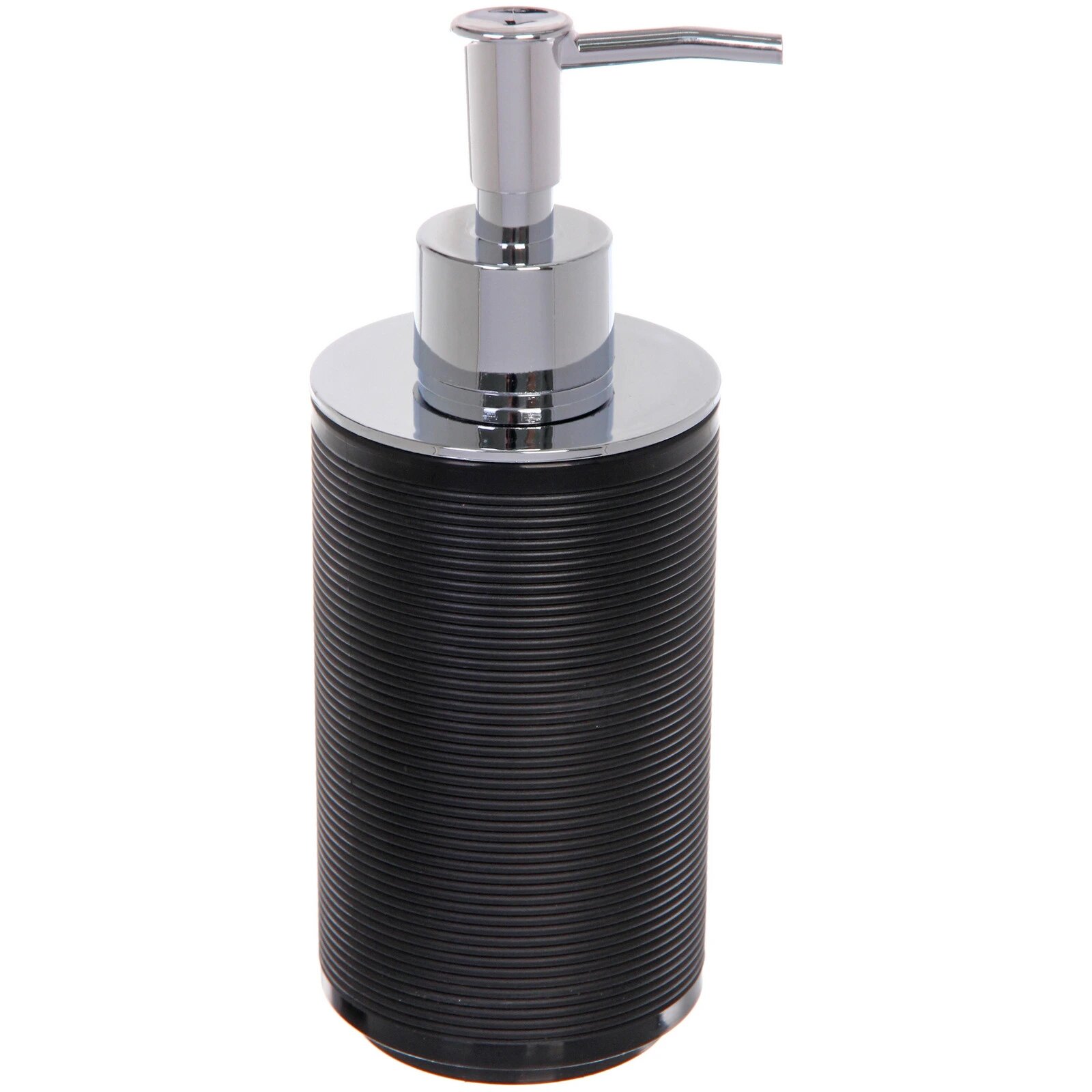 Дозатор для жидкого мыла «Амадей» 380 мл, пластиковый, черный, ребристый, с помпой