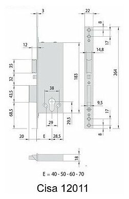 Врезной электромеханический замок CISA 12011.60.0