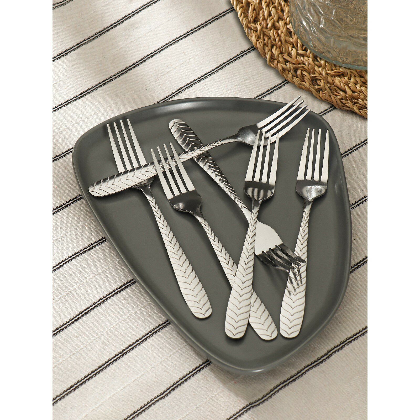 Набор вилок столовых Доляна «Колосок», h=19 см, 6 шт, цвет серебряный, 1007268