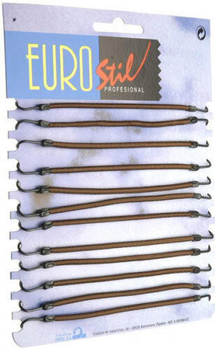 Резинки для волос с крючками Eurostil коричневые, 12 шт