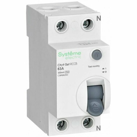 Устройство защитного отключения (УЗО) Systeme Electric (schneider Electric) 2п 63А 300мА тип AC City9 Set, 230В, C9R66263