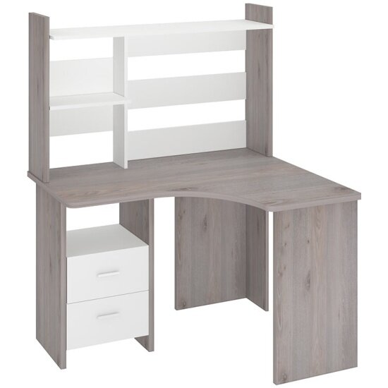 Стол компьютерный Мэрдэс СКЛ-Угл120+НКЛ-120 НБЕ прав Нельсон/Белый С надстрой