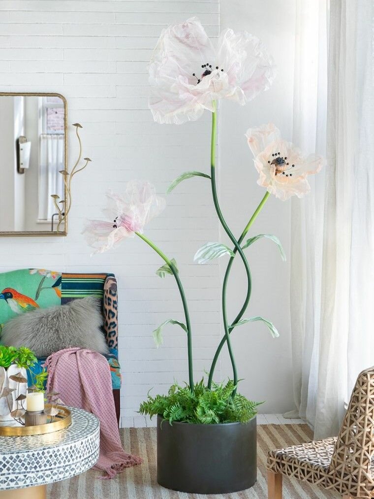 F98605 Растение декоративное Мак 61х38х230см, Металл, пластик, бумага, пенопласт, Glasar