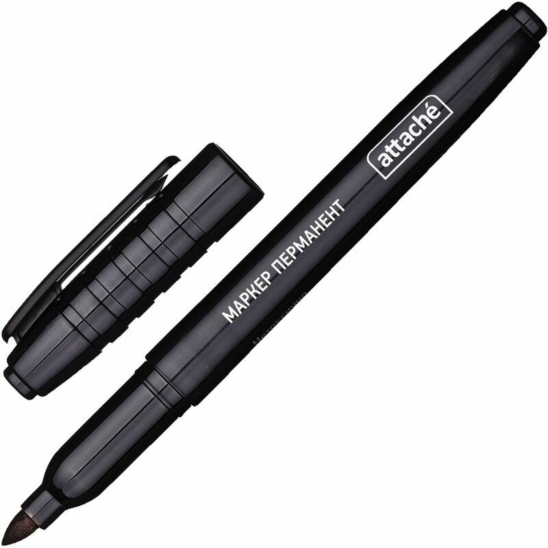 Маркер перманент Attache, 1,5-3мм, черный (3 штуки в упаковке)