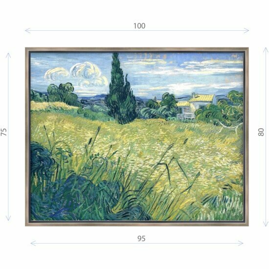 Картина Декор Депо Винсента Ван Гога Зеленое поле с кипарисом Матовый холст в раме 80х100 см