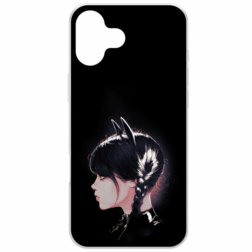 Чехол-накладка Krutoff Clear Case Уэнсдей Аддамс - Кошка Уэнсдей для iPhone 16 Plus