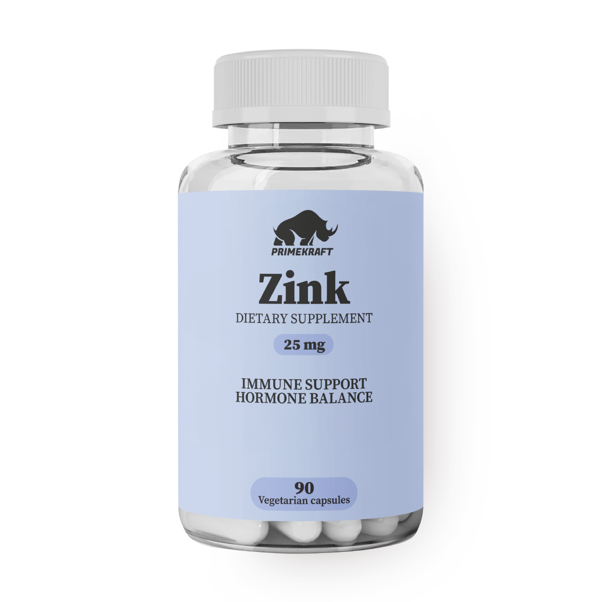 Цинк PrimeKraft, 25мг, 90 капсул, поддержка иммунитета и баланс гормонов