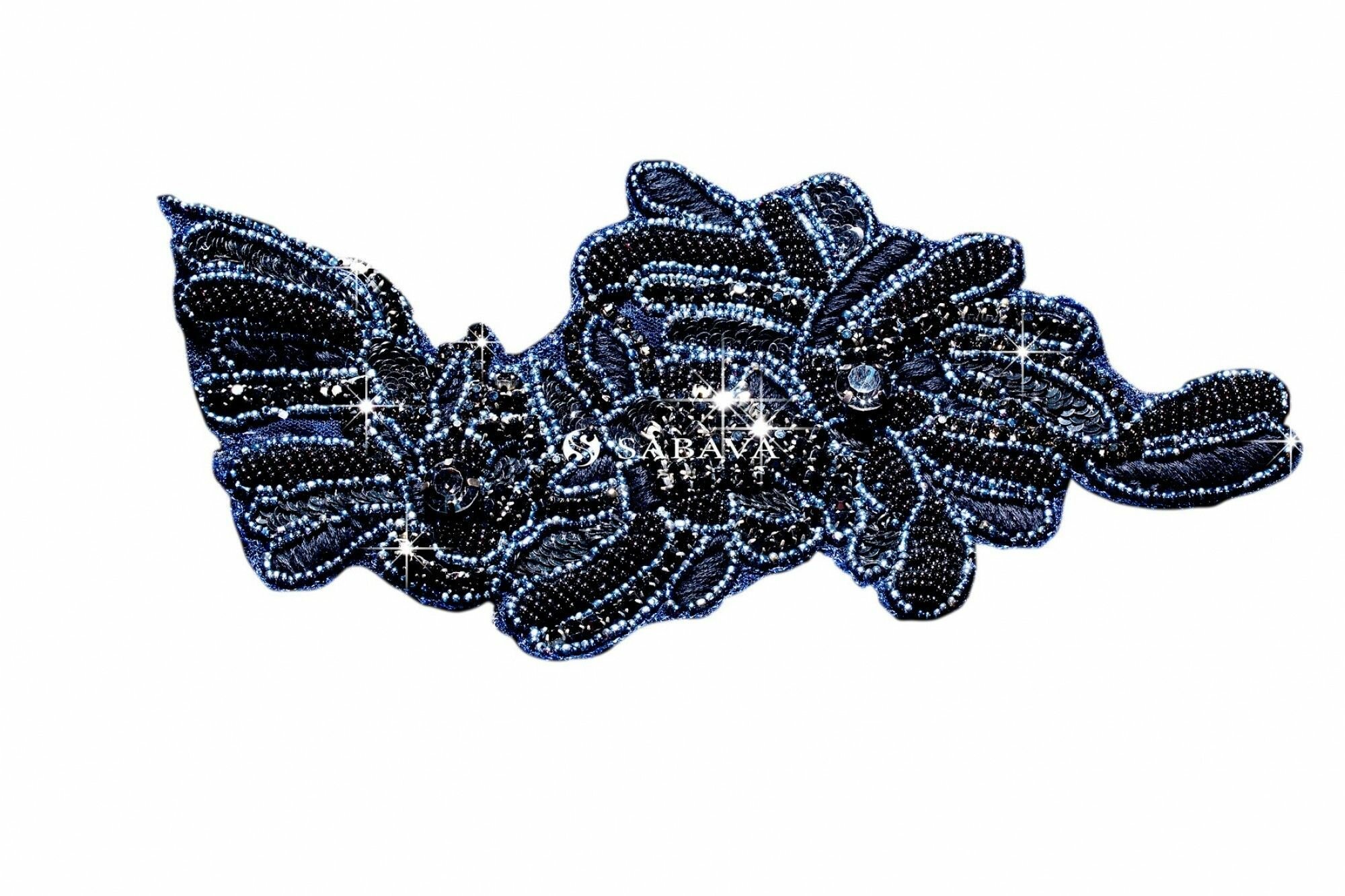 Нашивка для декора одежды в форме цветов с листьями, 20х9 см