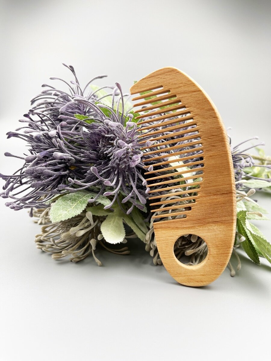 Расческа-гребень Веллери, для вьющихся волос, компактная, деревянная, 15 см