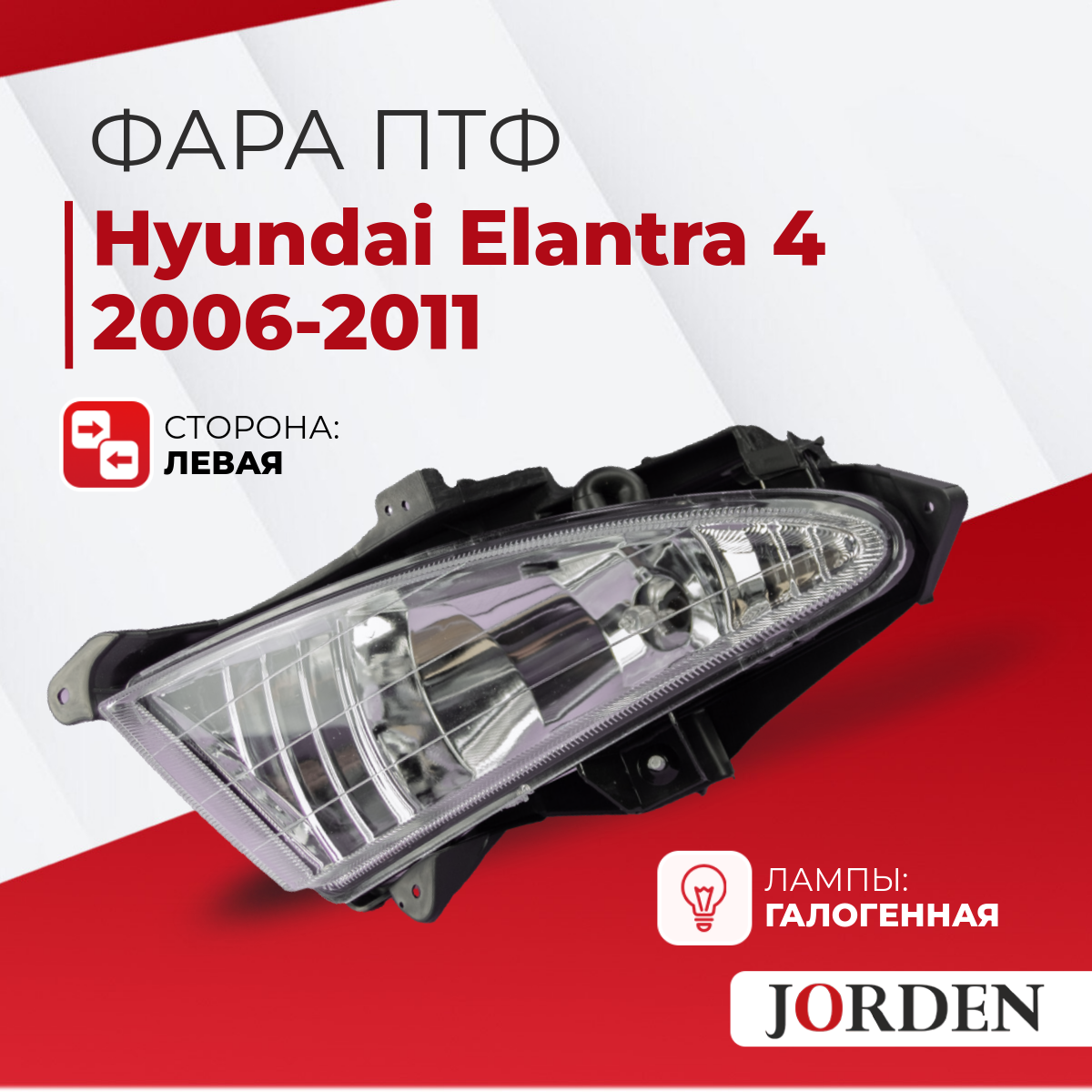 Фара противотуманная Hyundai Elantra 4 2006-2011 ПТФ, туманки авто Хендай Элантра 4 галогенная левая