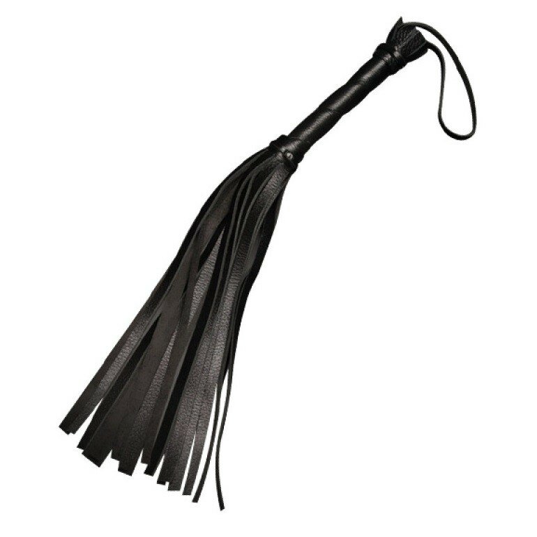 Плеть мини «Sitabella» натуральная кожа с ручкой петлей черная 25 см