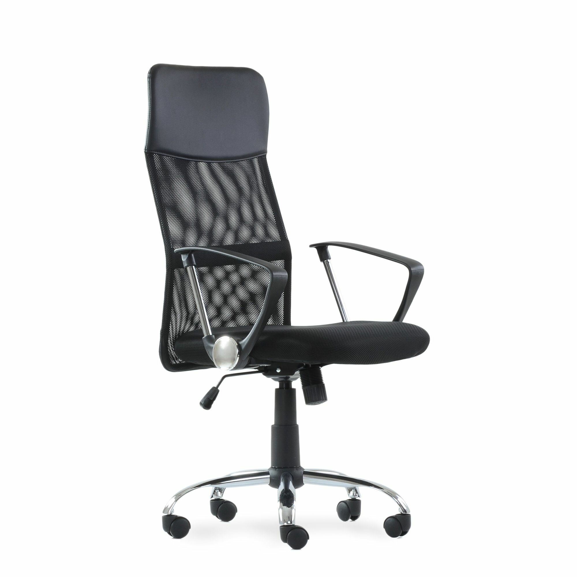 Кресло компьютерное K-134H Barneo черный, металл, мягкое сиденье, с подлокотниками