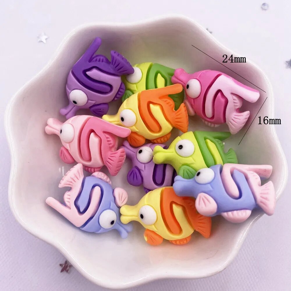 Кабошоны для скрапбукинга из полимерной смолы, разные цвета, в виде рыбок, крабов, омаров, для рукоделия, 20 шт.