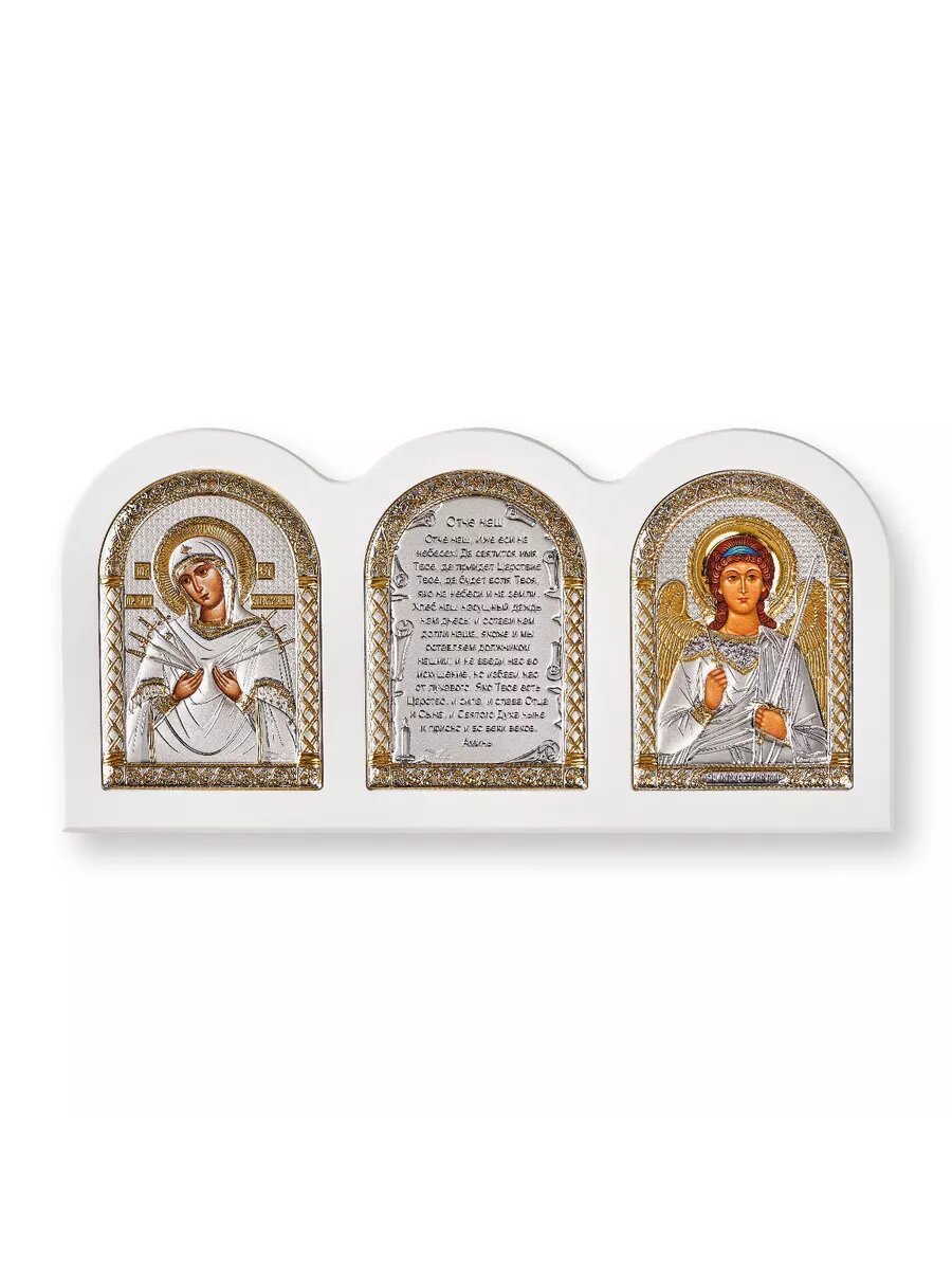 Триптих, Молитва, икона, белое дерево 320х160