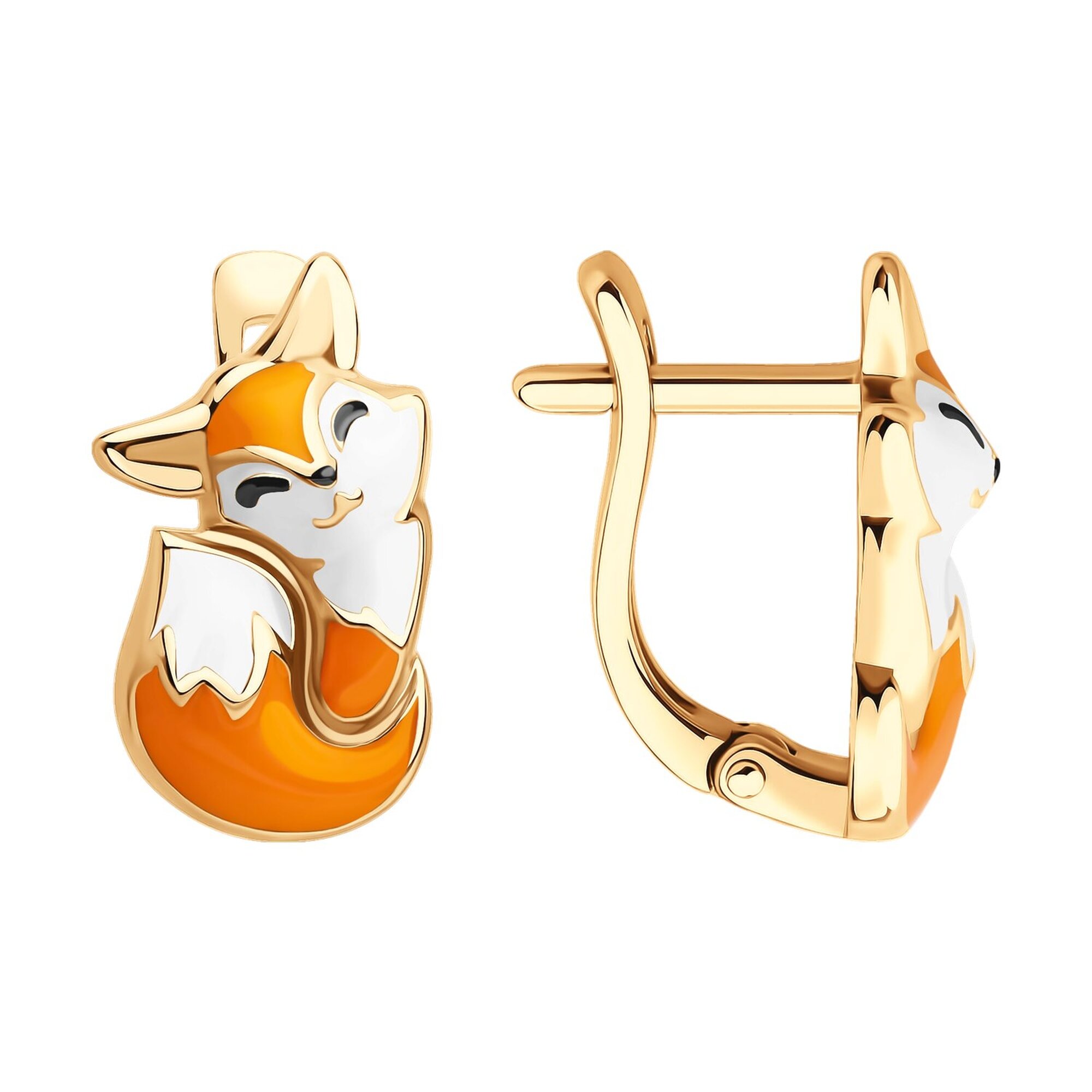 Серьги, серебро, 925 проба, золочение, эмаль