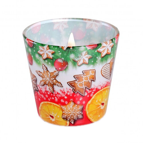 BARTEK ароматизированная свеча в стакане 8x8x9 см 115 г Новогоднее время с нотами хвои