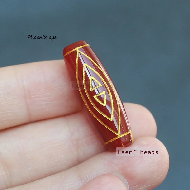 Натуральные красные агатовые бусины Дзи Laerf Beads Бордовый, Phoenix eye