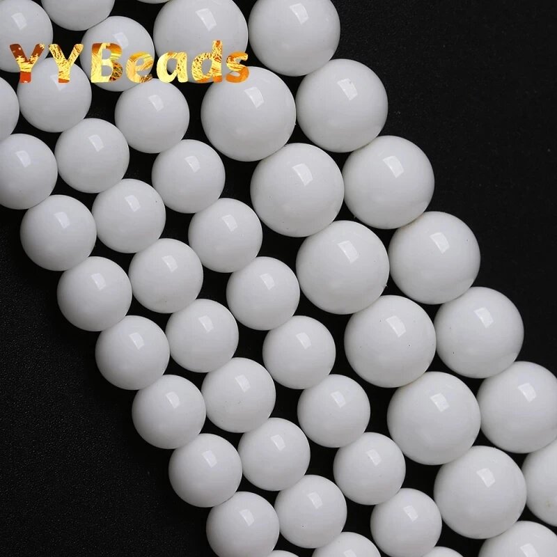 Бусины из агата и оникса YY Beads 4-12 мм Белый, 10mm 36 to 38pcs, Smooth White