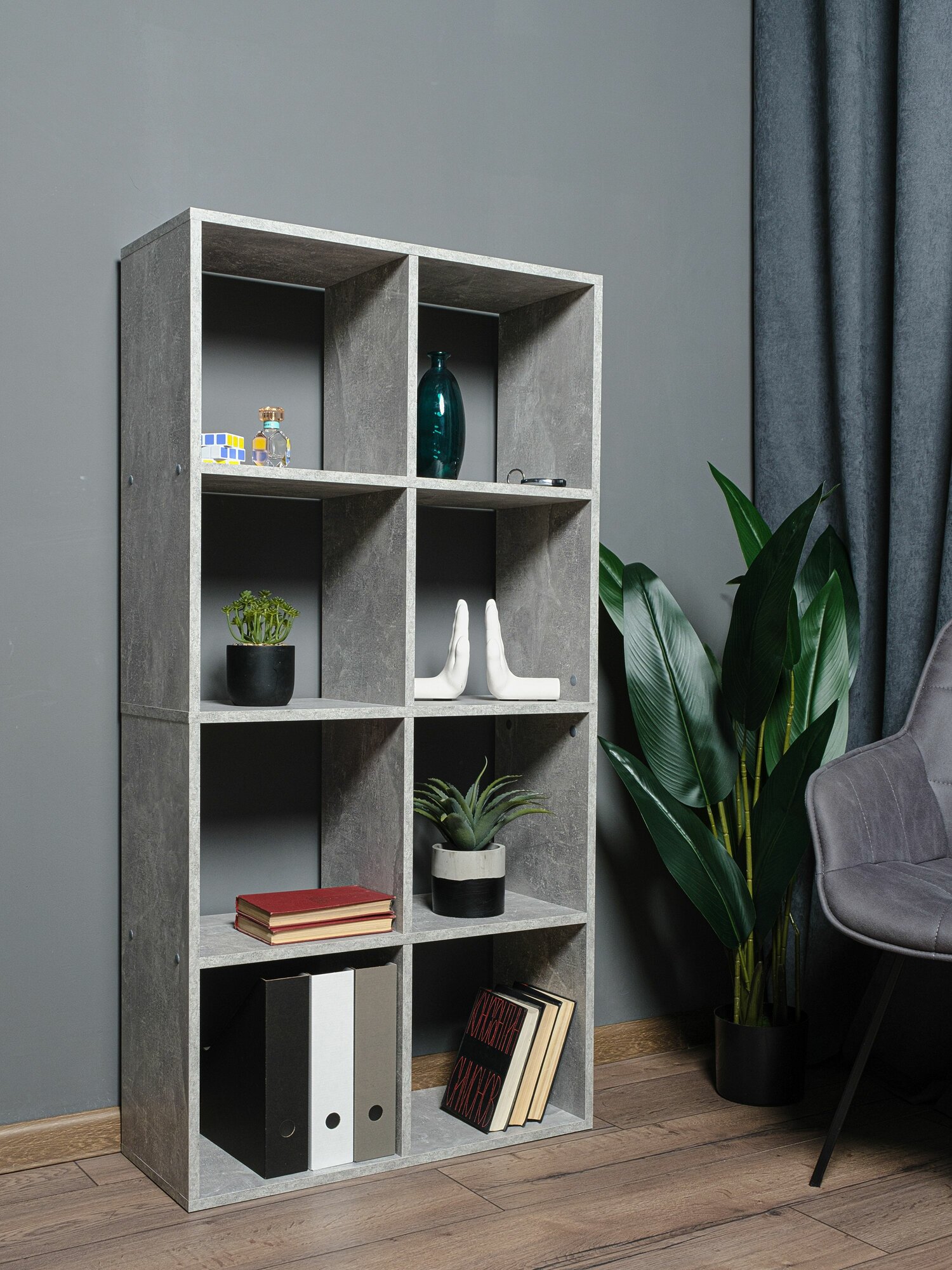 Напольный деревянный стеллаж VFaktory "Соты", 8 секций, 28х71х140 см