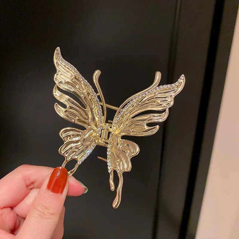 Модная металлическая заколка для волос в форме бабочки для женщин, зажим для хвоста, геометрический коготь для волос, трендовый зажим для волос для девочек, украшения для волос