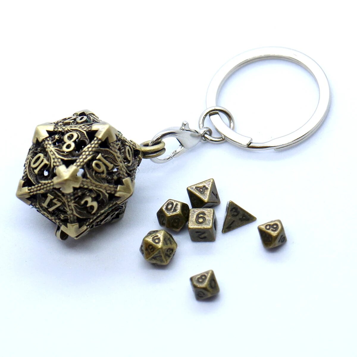 Металлический набор кубиков D20 golden