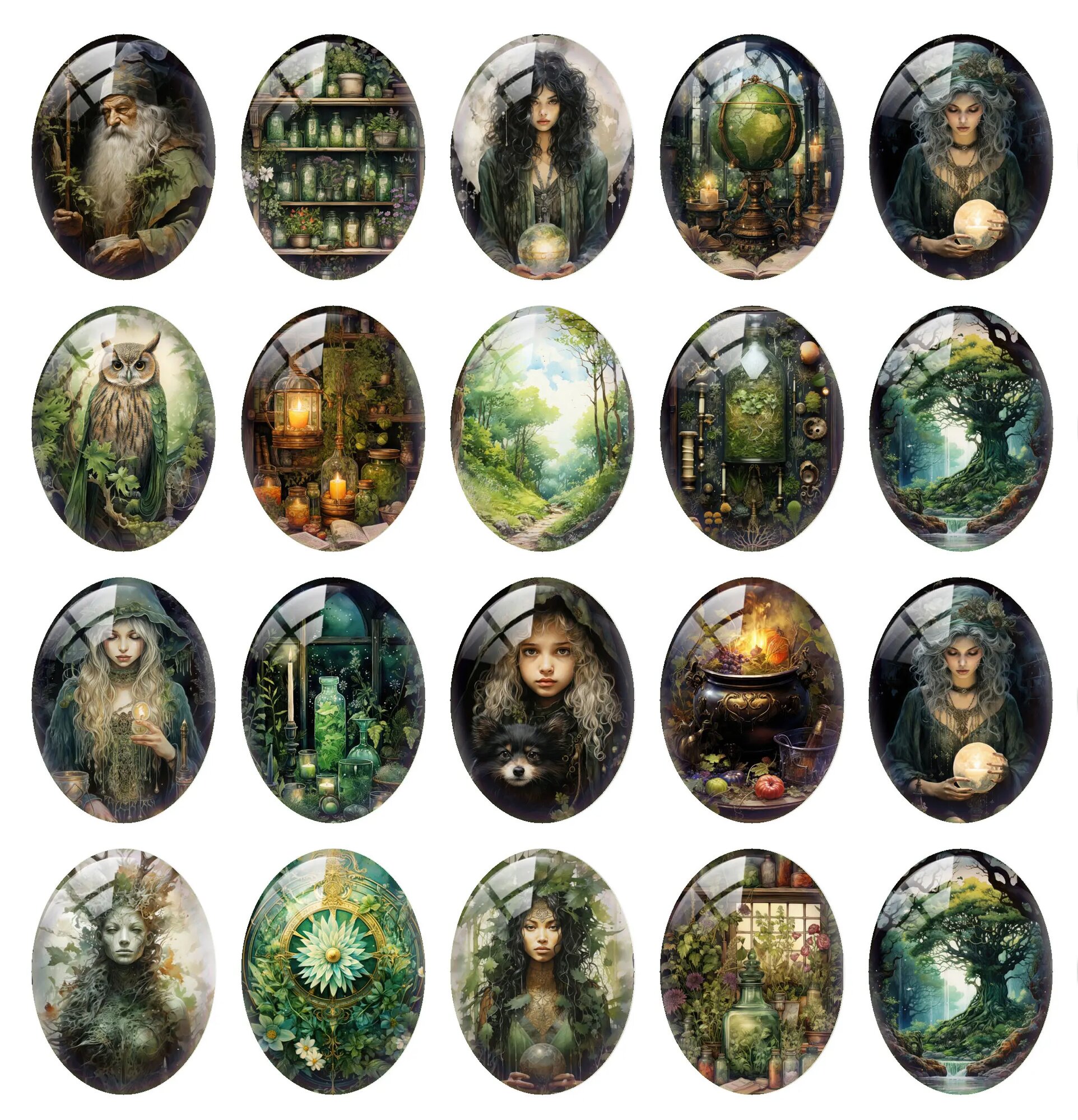 Fezrgea стеклянные кабошоны Хэллоуин 18x25mm--10pcs, Mix--random--pieces