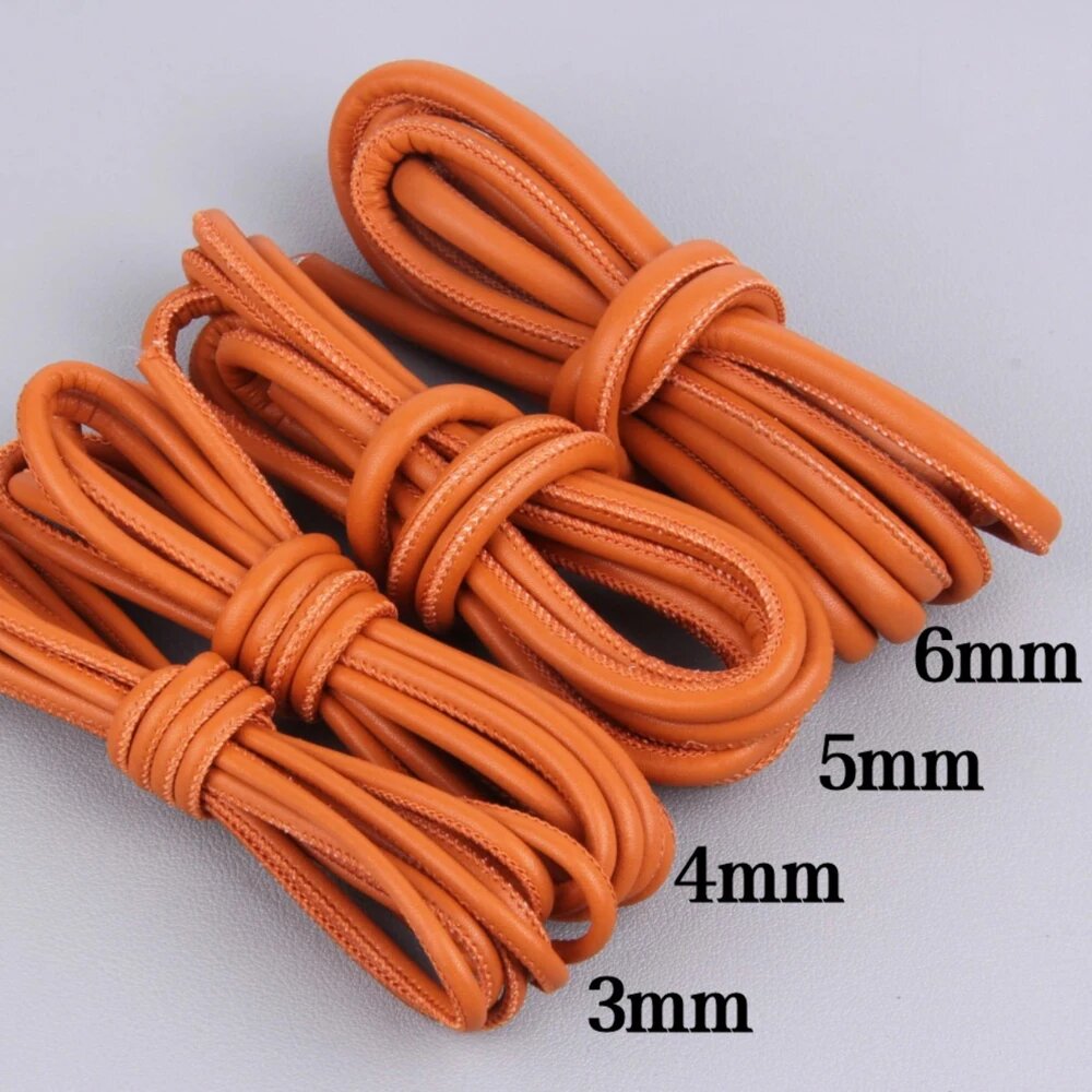 Кожаный шнур из овечьей кожи LMCK REGE 3/4/5/6 мм, 2 метра Оранжевый, 5mm, light coffee