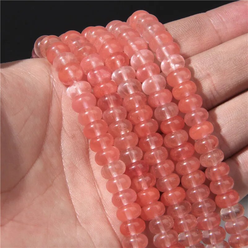 Бусины из натурального камня RISYF 5x8 мм Розовый, 5X8MM about 70-80pcs, 42. Red Watermelon