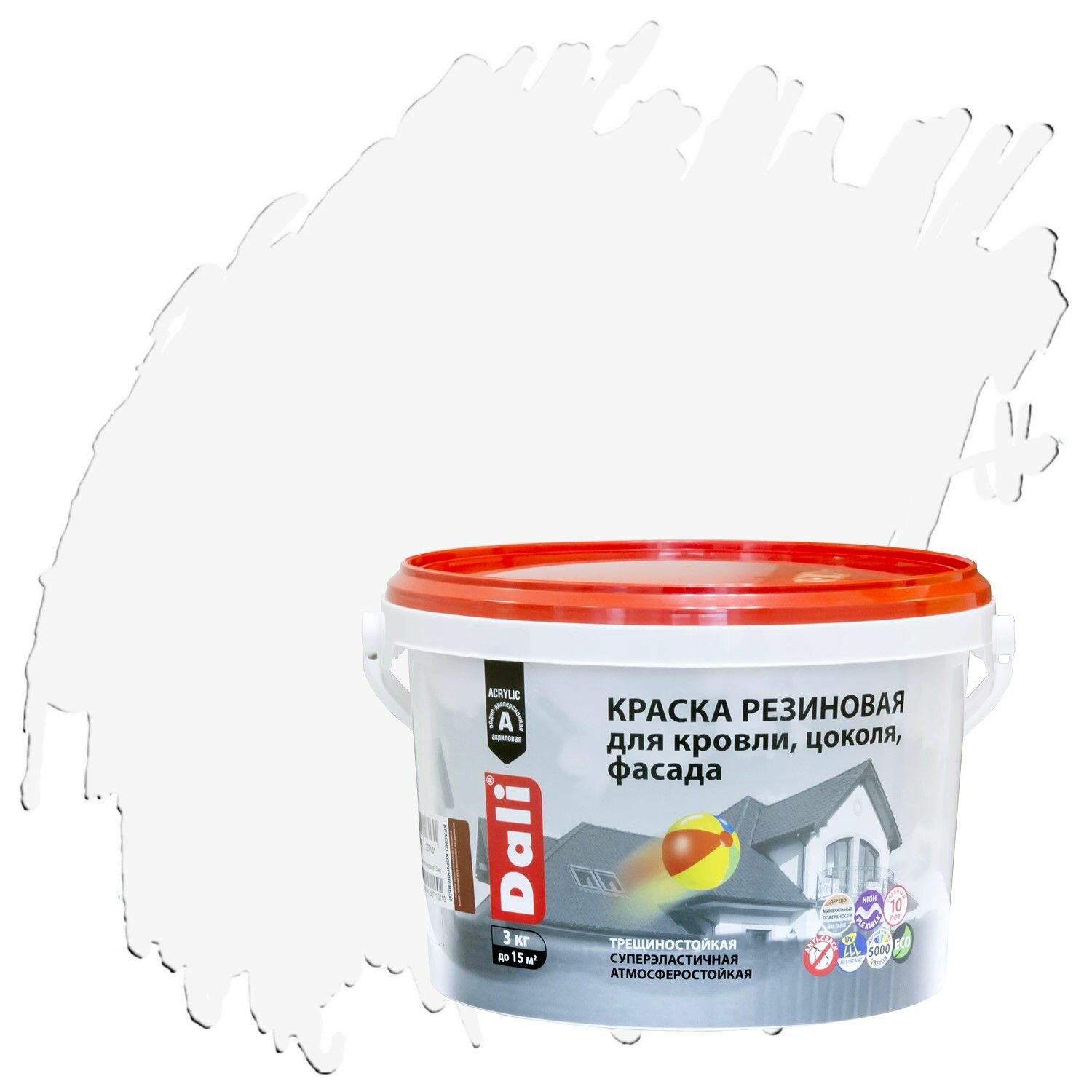 Краска резиновая Dali глубокоматовая (3кг) белая