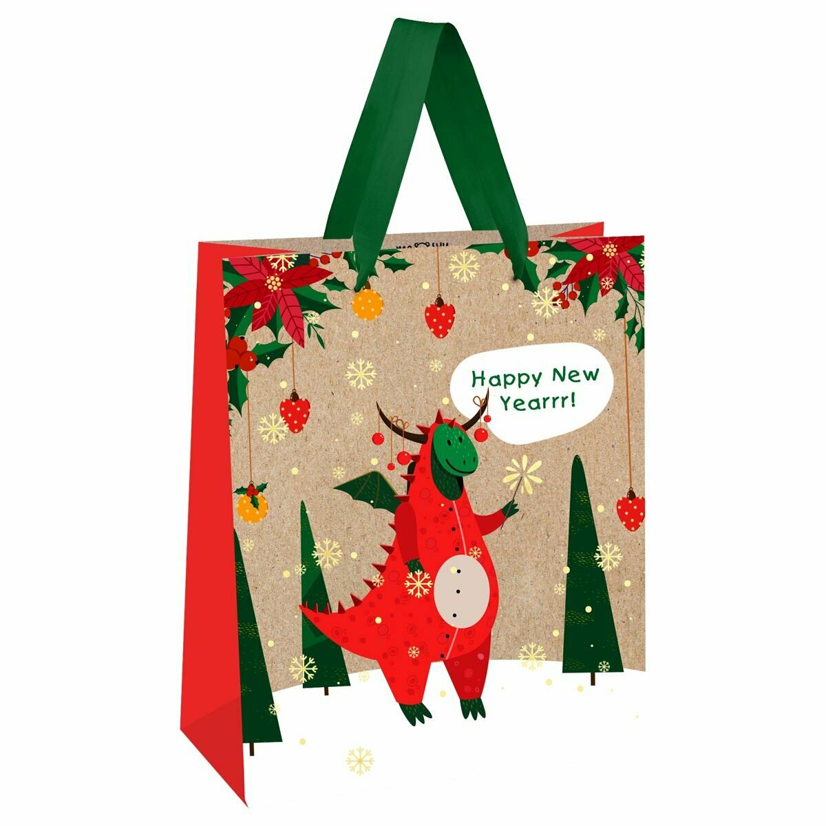 Пакет подарочный 18x23x10см MESHU "Символ года", отд. фольгой, выб. лак, крафт (MS_51773), 144 уп.