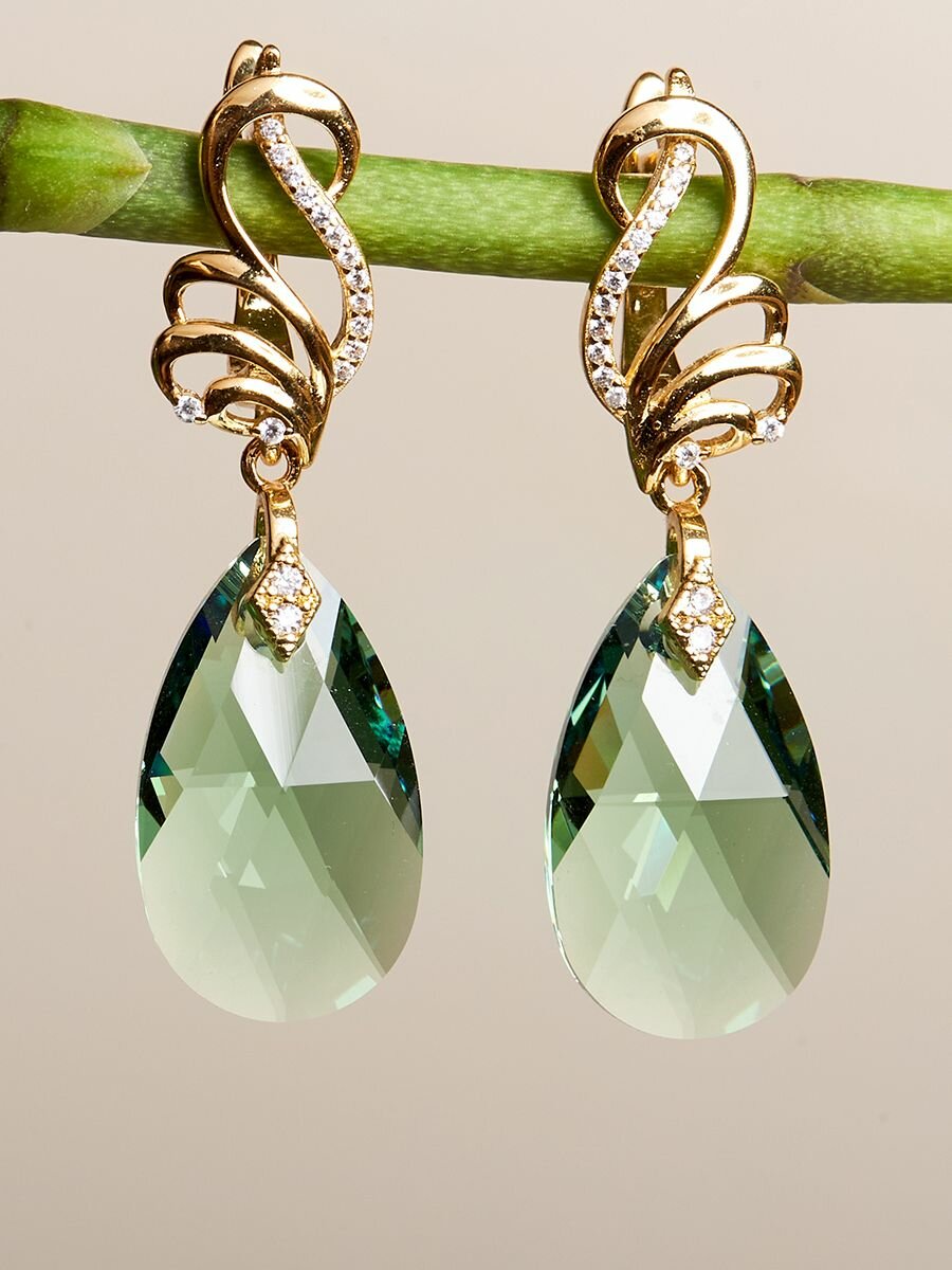 Серьги, кристаллы Swarovski, стекло, кристалл