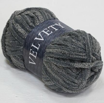 Плюшевая пряжа Velveti Seam цвет 30 темно-серый, 10шт*(68м/100г)