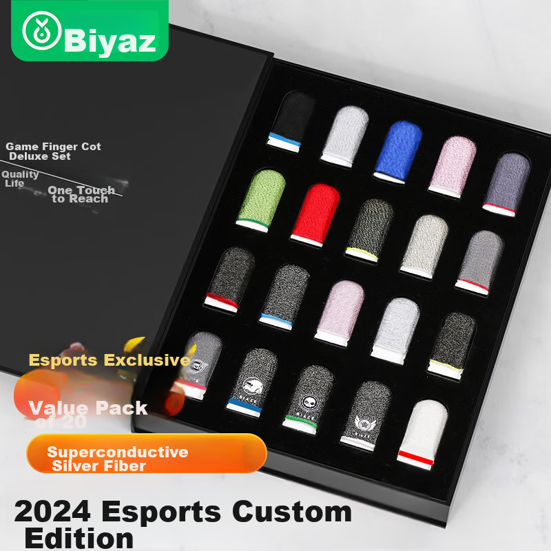 BIAZE Gaming Finger Sleeves [20-Pack] Professional Mobile Phone And Tablet E-Sports Game Positioning Tool, Sweat-Resistant Handheld Game Finger Sleeves for Honor of Kings, Peace Elite, League of Legends YX36