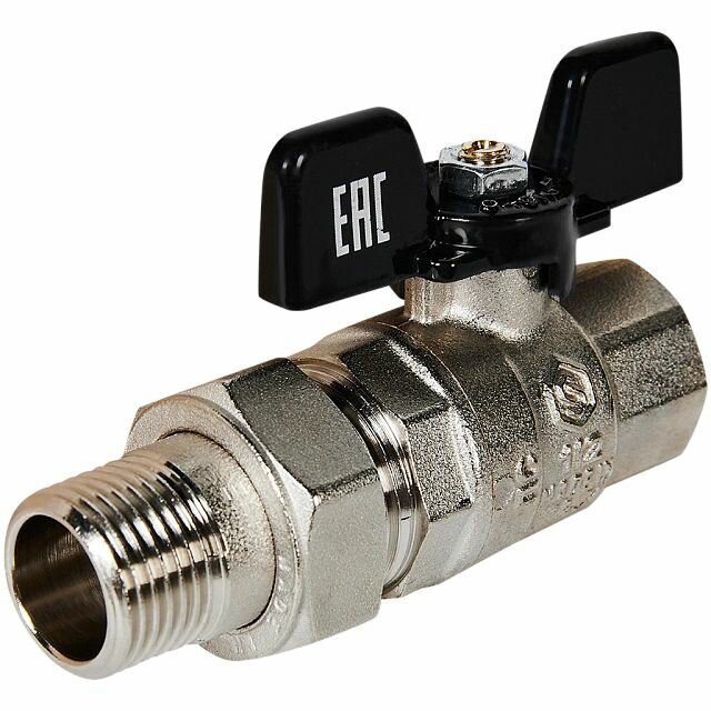 Кран шаровой STOUT полнопроходной с американкой 1/2" ВР/НР, ручка бабочка, SVB-0007-200015