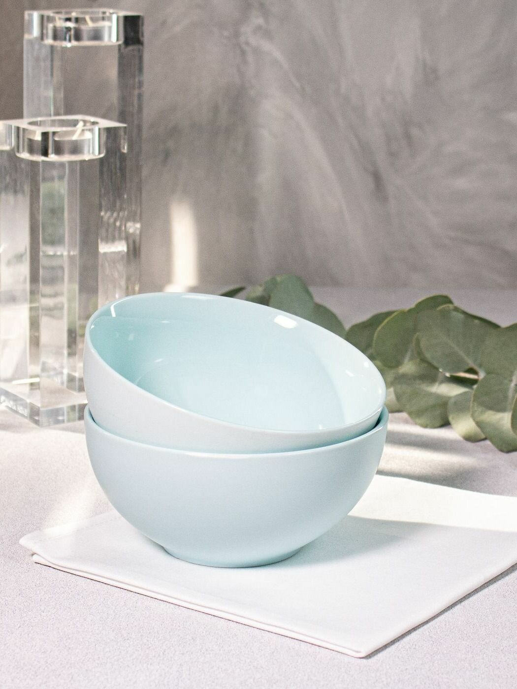 Набор фарфоровых тарелок глубоких 15см Patio 2шт, цвет голубой. STENOVA HOME