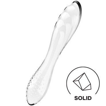 78627 Satisfyer Dazzling Crystal 1, прозрачный. Двусторонний фаллоимитатор из стекла