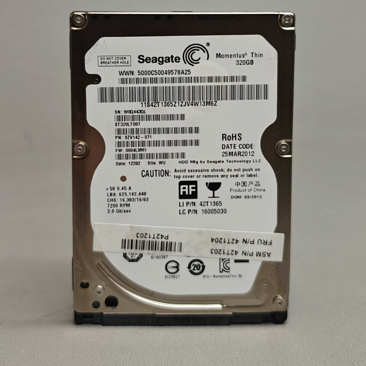 Жесткий диск Seagate Momentus Thin ST320LT007, 320ГБ, HDD, SATA II, 2.5"